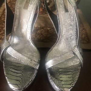 Calvin Klein | Shoes | Silver Leather Sandals | Poshmark